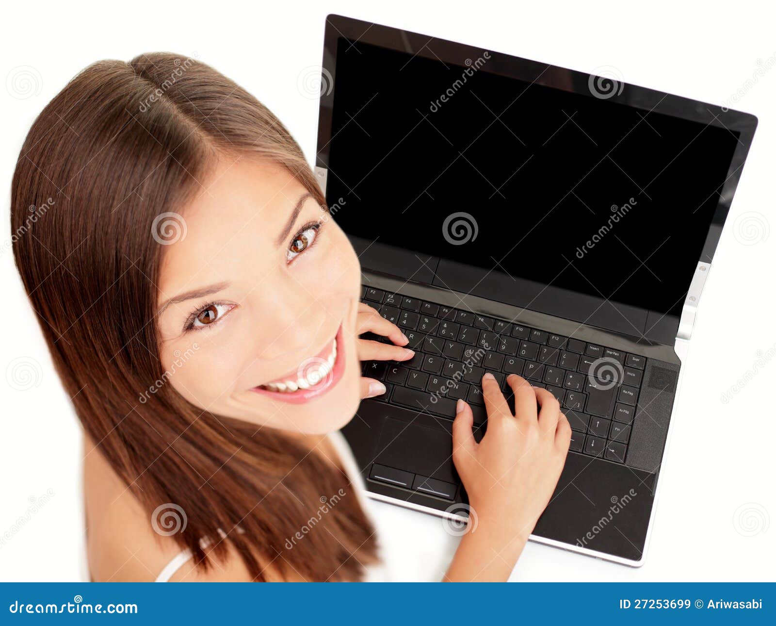 Laptop woman stock image. Image of looking, beautiful - 27253699