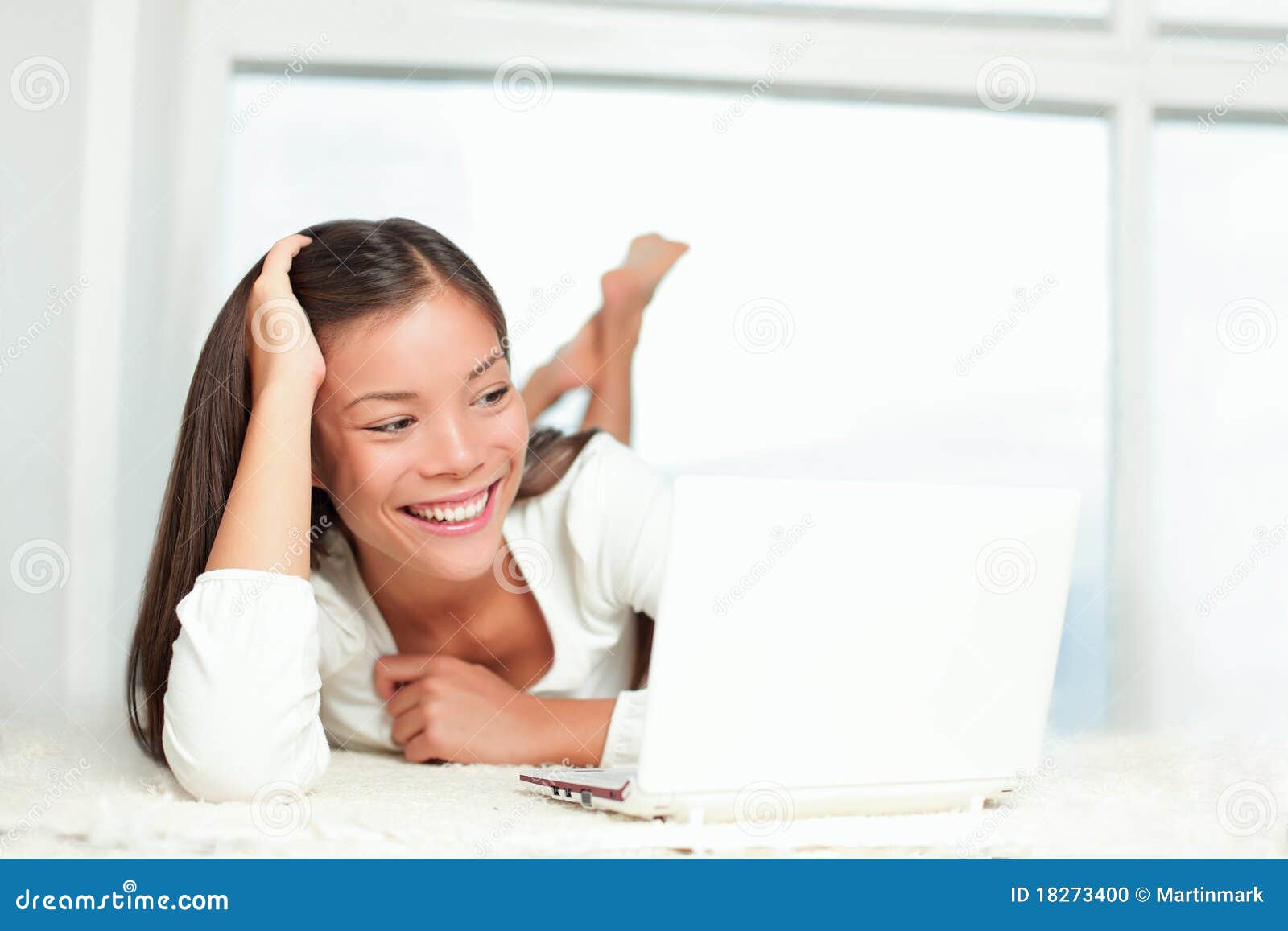 Laptop woman smiling stock photo. Image of background - 18273400