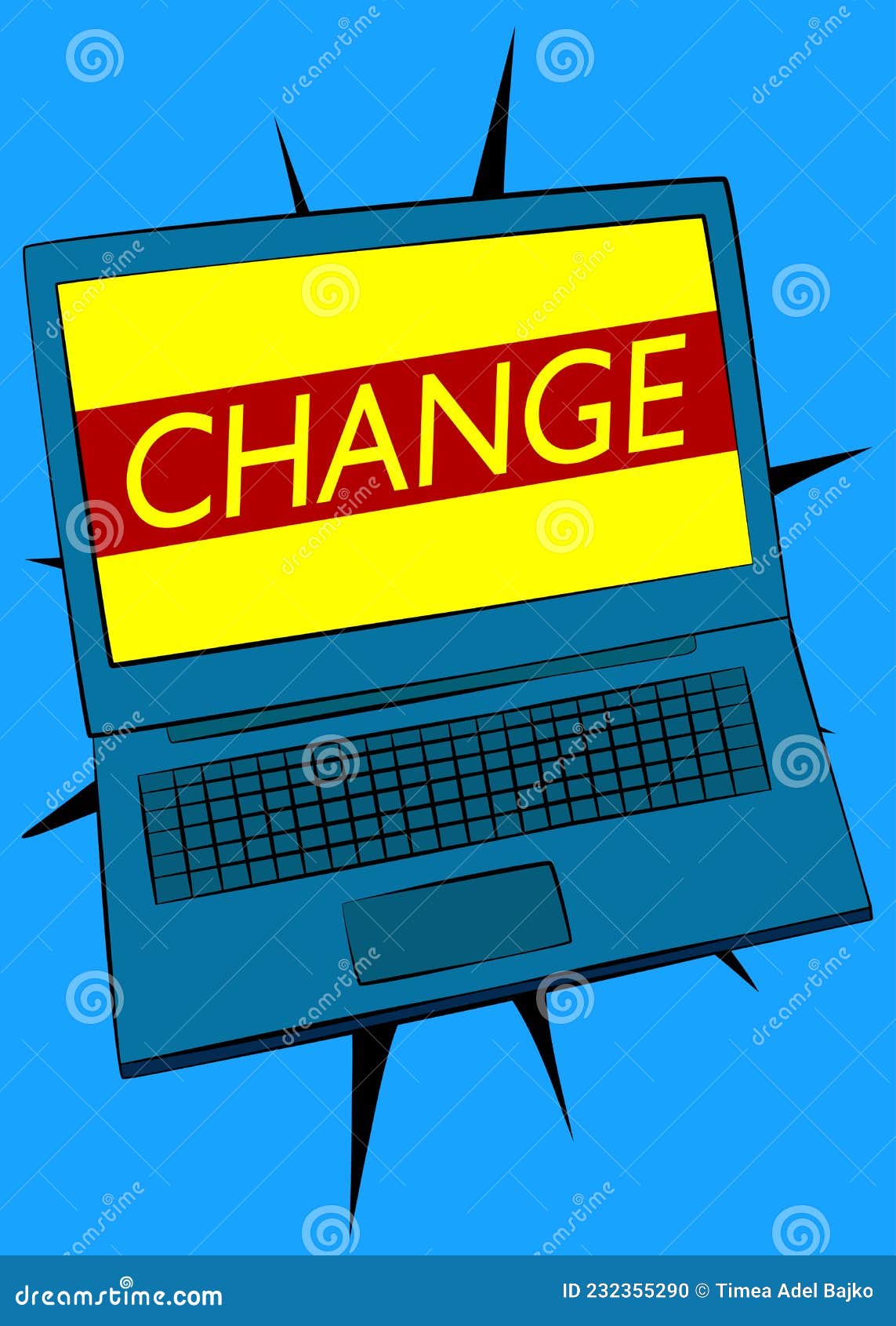 Laptop with the Word Change on the Screen. Stock Vector - Illustration ...