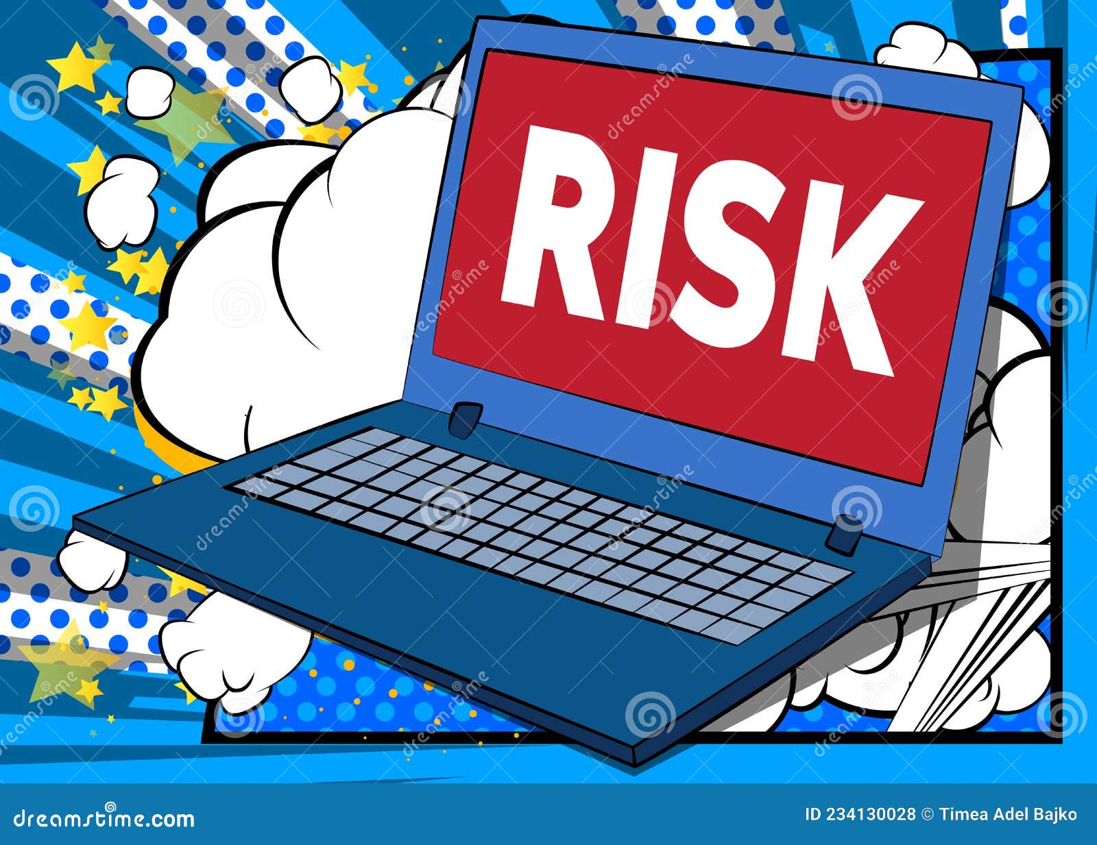 Laptop with the Word Risk on the Screen. Stock Vector - Illustration of ...