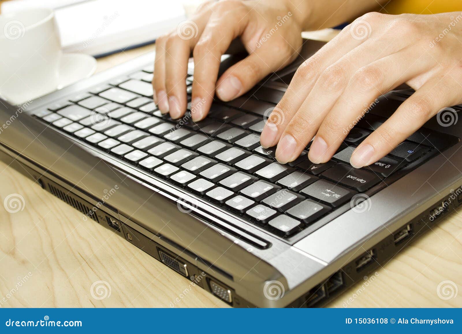 Laptop work stock photo. Image of touching, view, color - 15036108