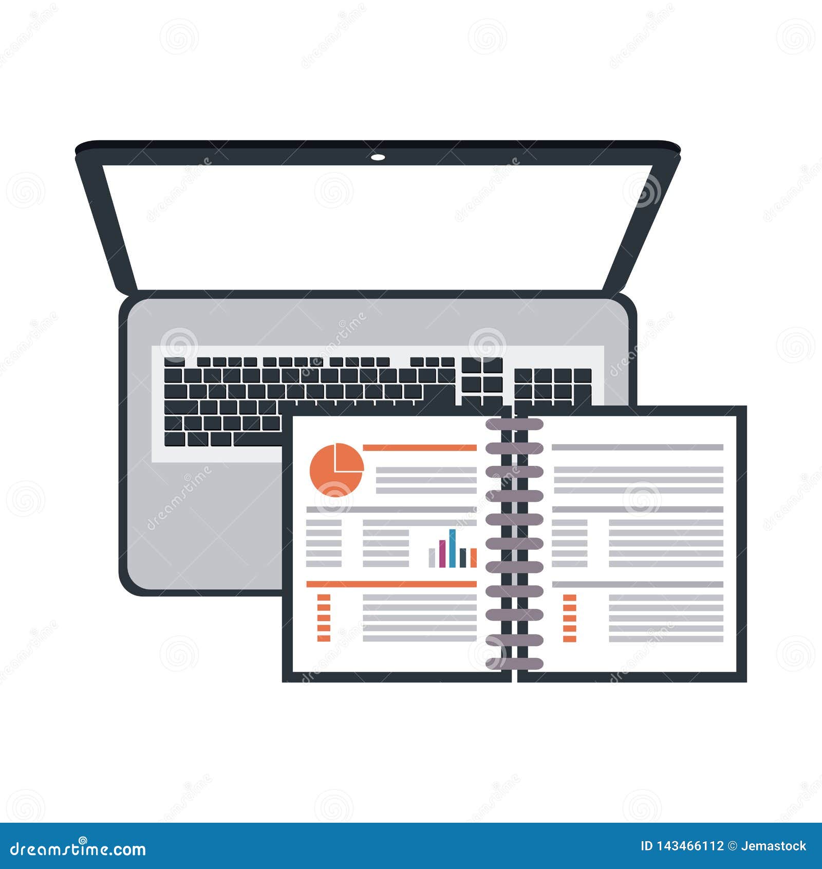 Laptop and work stock vector. Illustration of mobility - 143466112