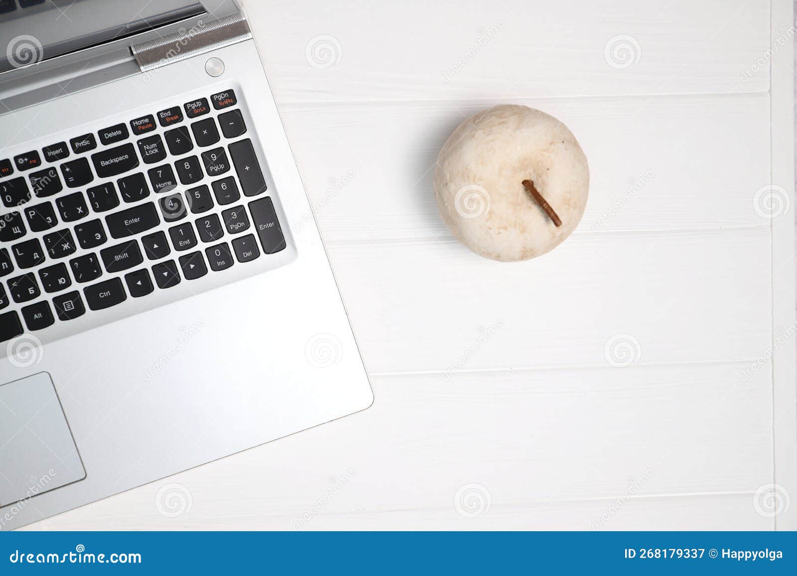 Laptop on Table, Top View, Copy Space Stock Image - Image of white ...