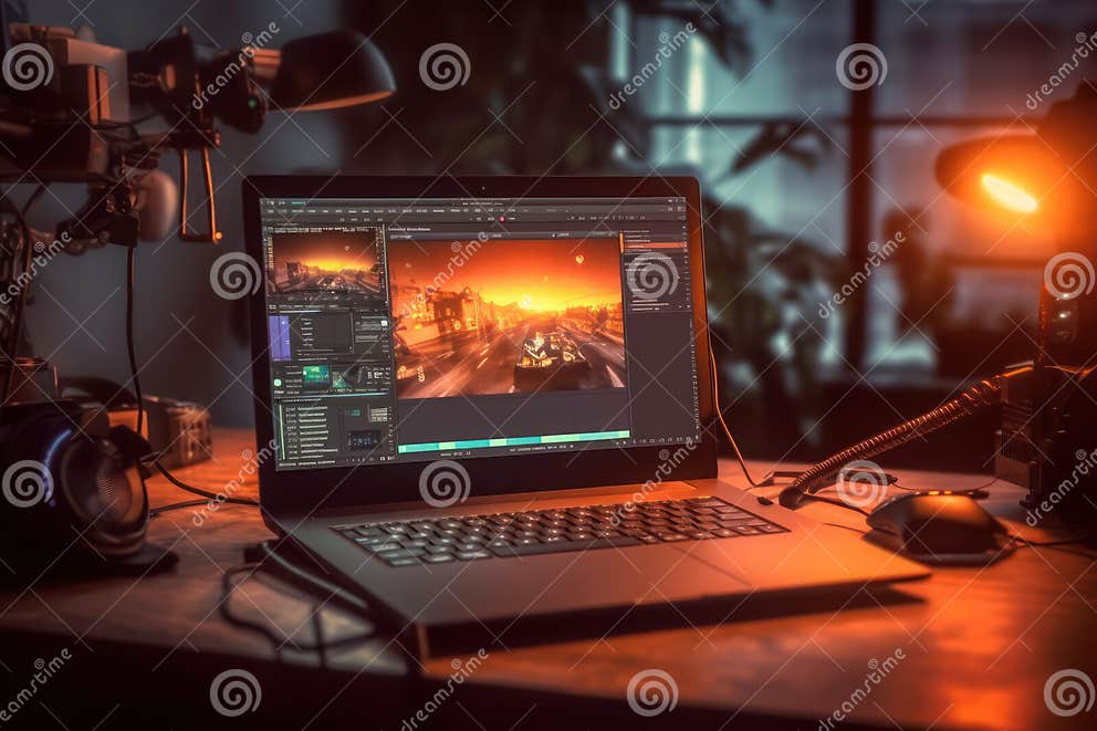 The Laptop with the Workflow of the Content Creator with Ai Generated ...