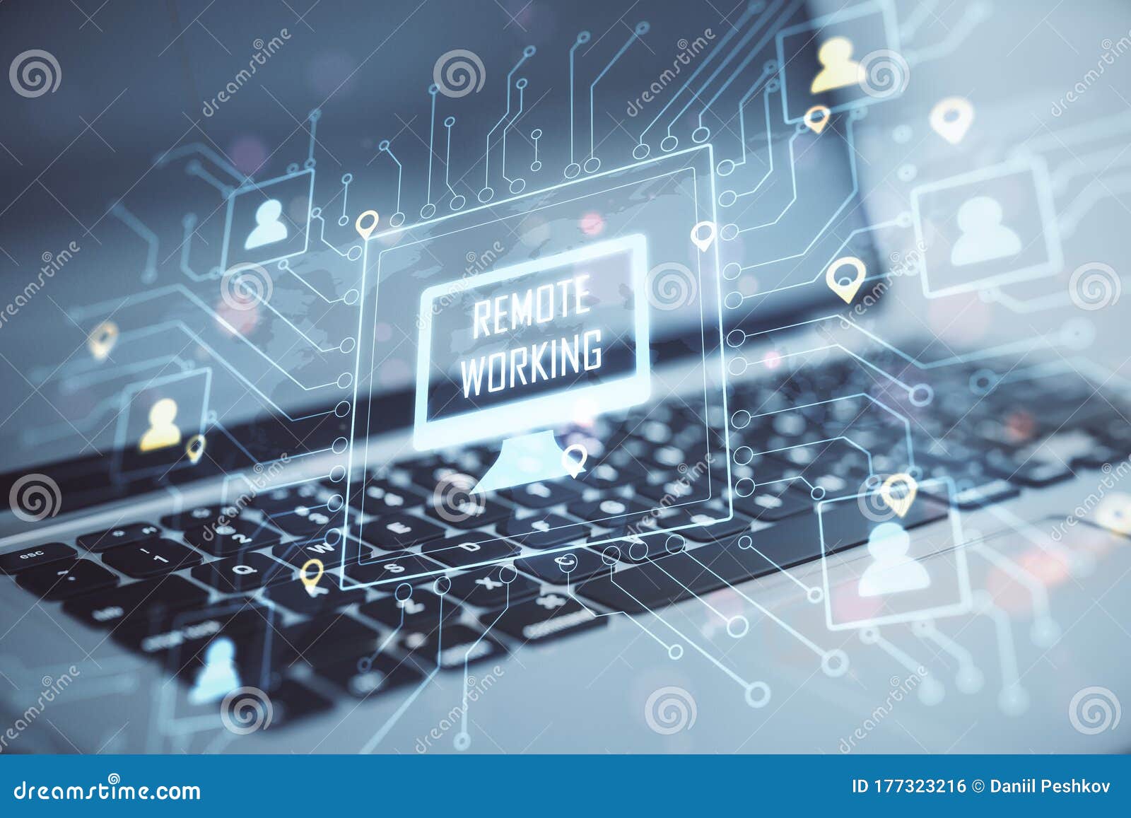 Laptop in Workplace with Remote Work Interface Editorial Photo - Image ...