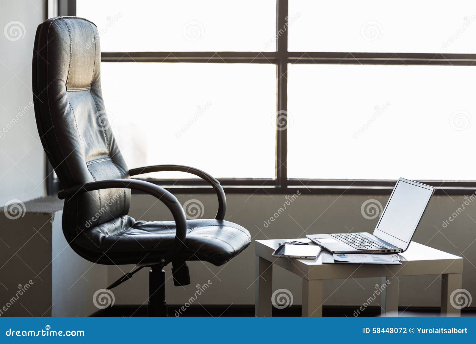 Laptop in the workplace. stock photo. Image of office - 58448072