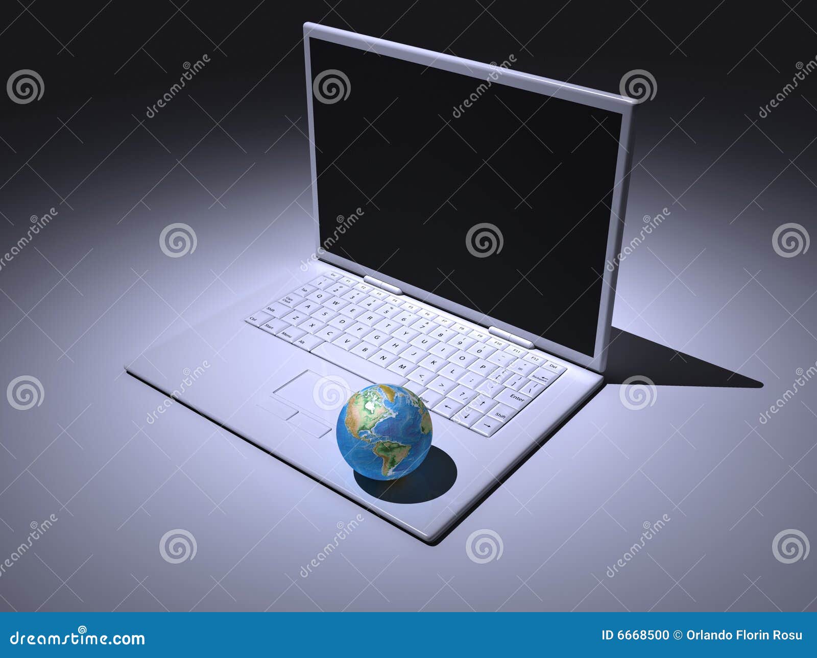 Laptop and world globe stock photo. Image of white, note - 6668500