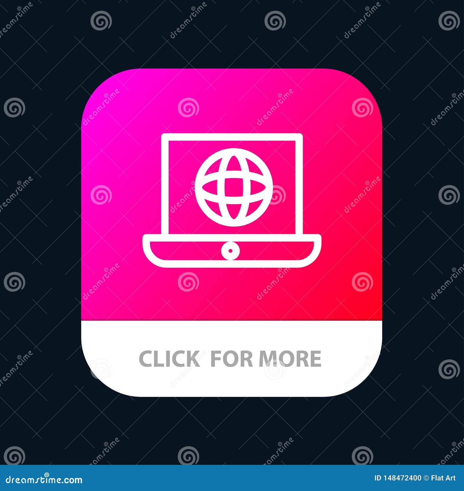Laptop World Globe Technical Mobile App Button Android And Ios Line Version Stock Vector