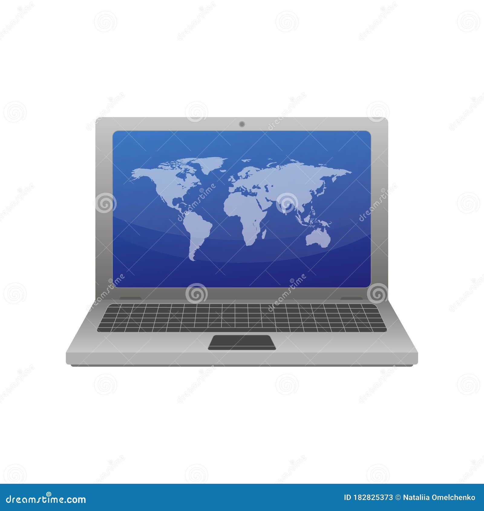 Laptop with World Map on Screen Stock Illustration - Illustration of ...