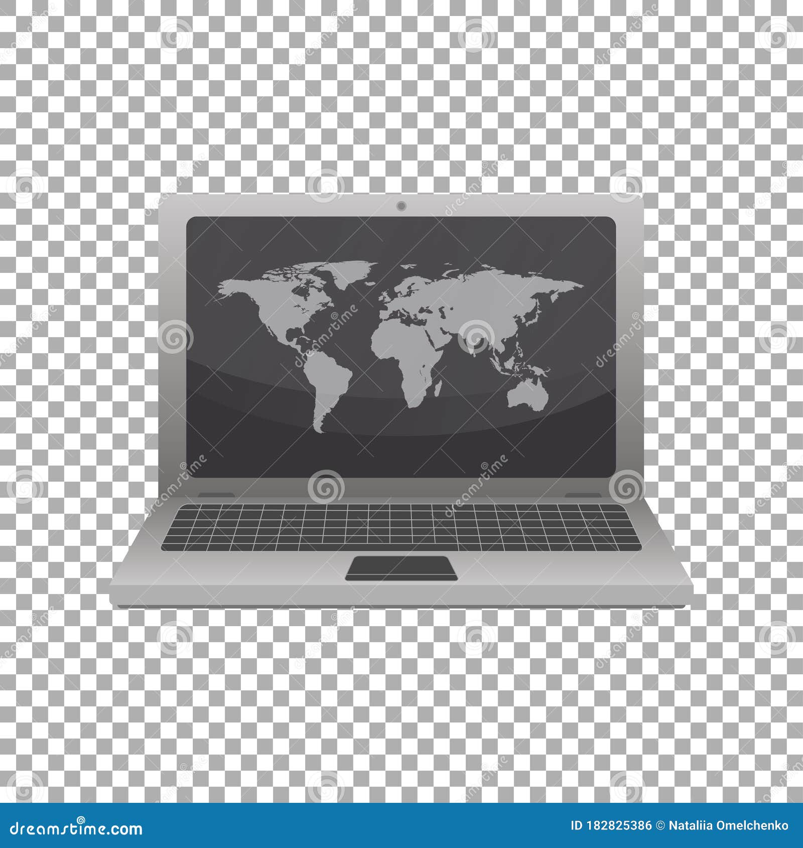 Laptop with World Map on Screen Stock Illustration - Illustration of ...