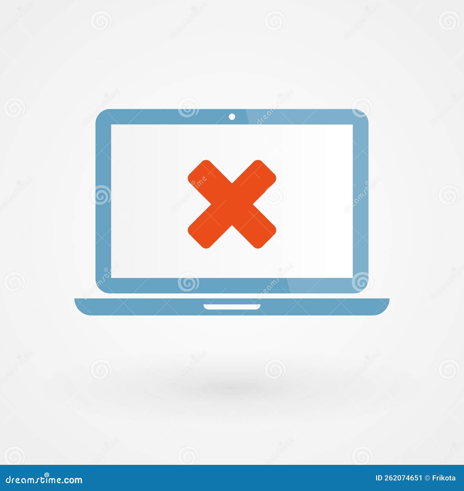 Laptop and Wrong Icon. Concept of Wrong. Vector Illustration, Flat ...
