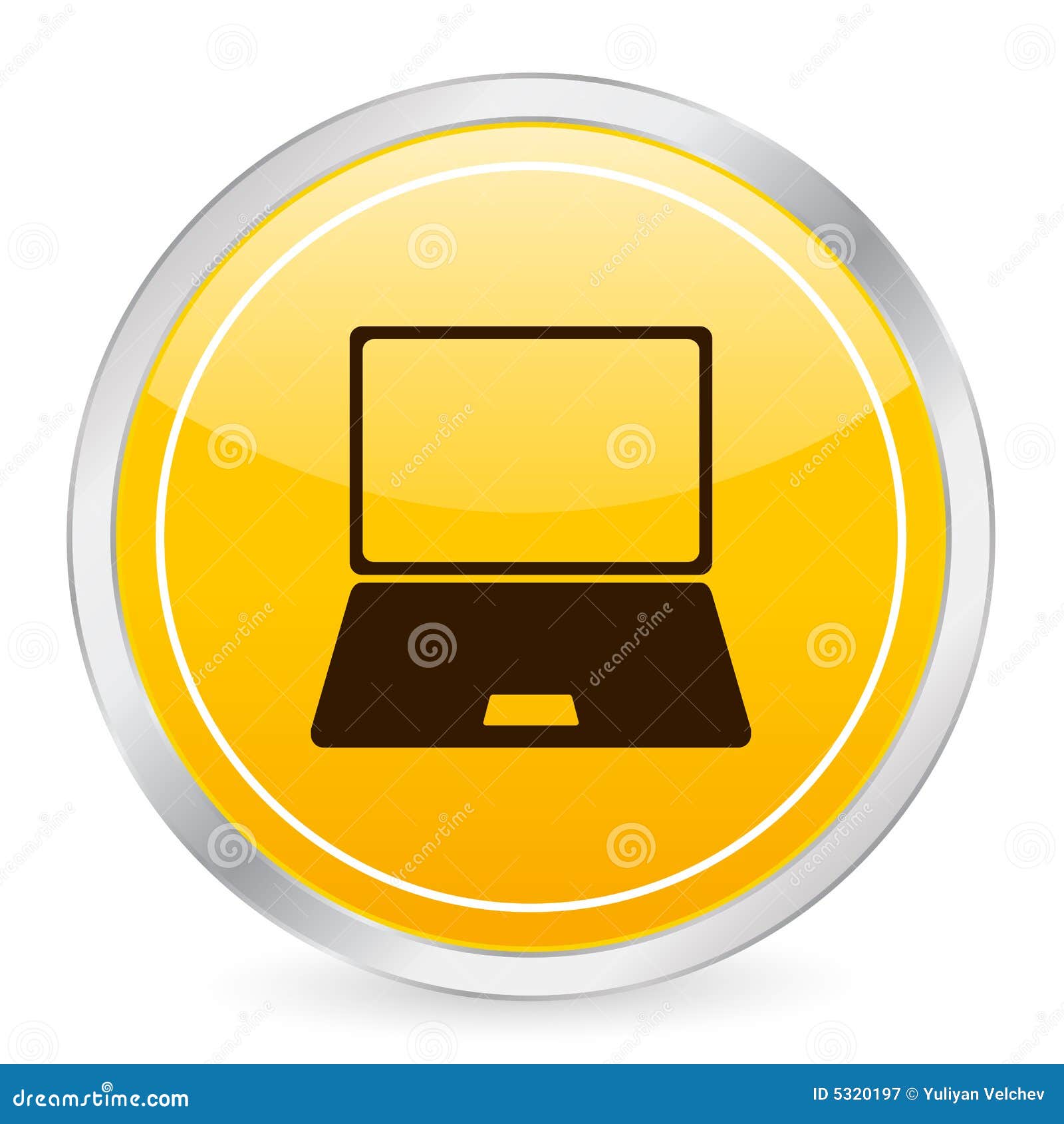Laptop yellow circle icon stock vector. Illustration of button - 5320197