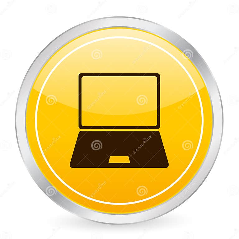 Laptop yellow circle icon stock vector. Illustration of button - 5320197
