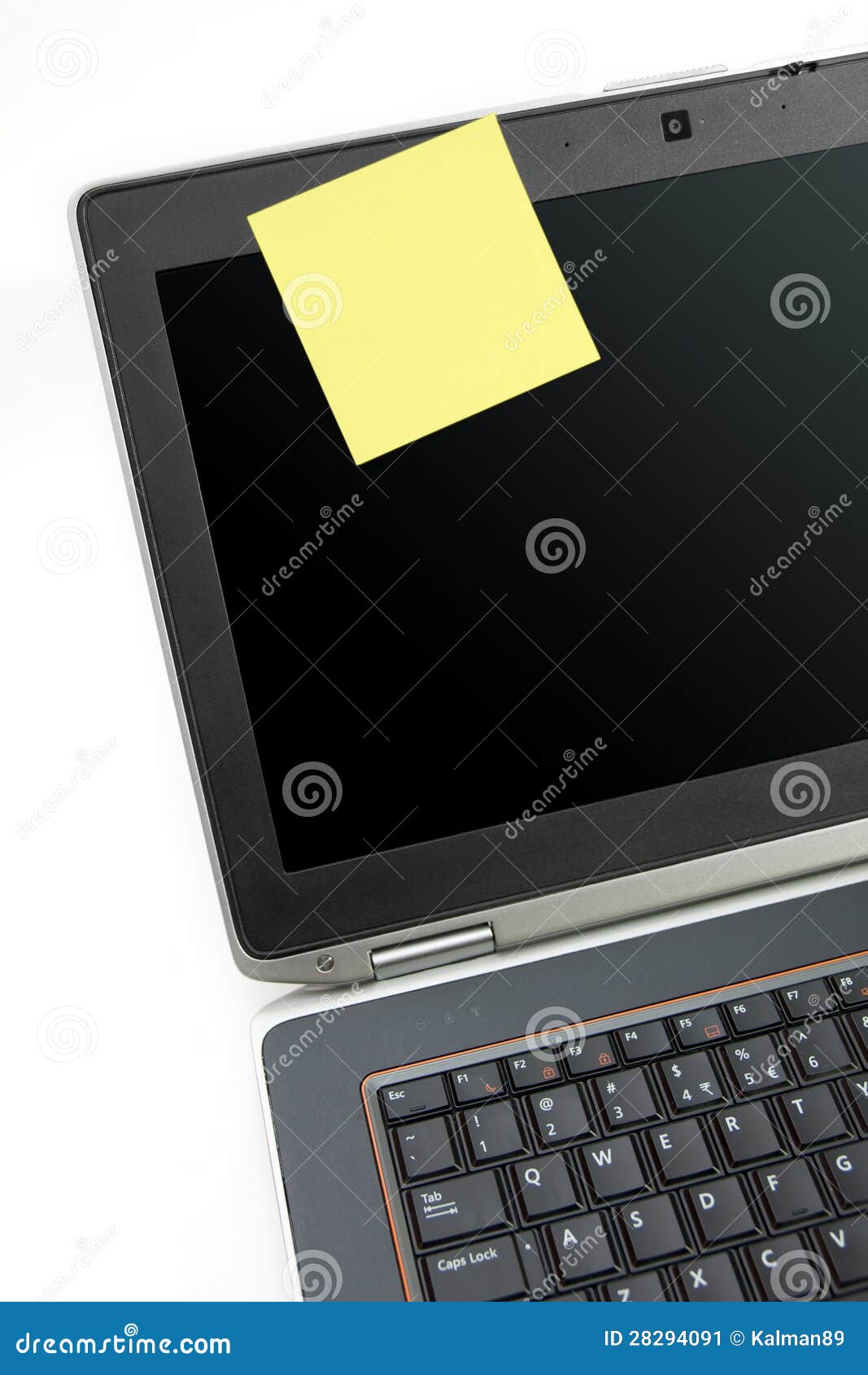 Laptop and Yellow Sticky Note Stock Image - Image of adjustable ...