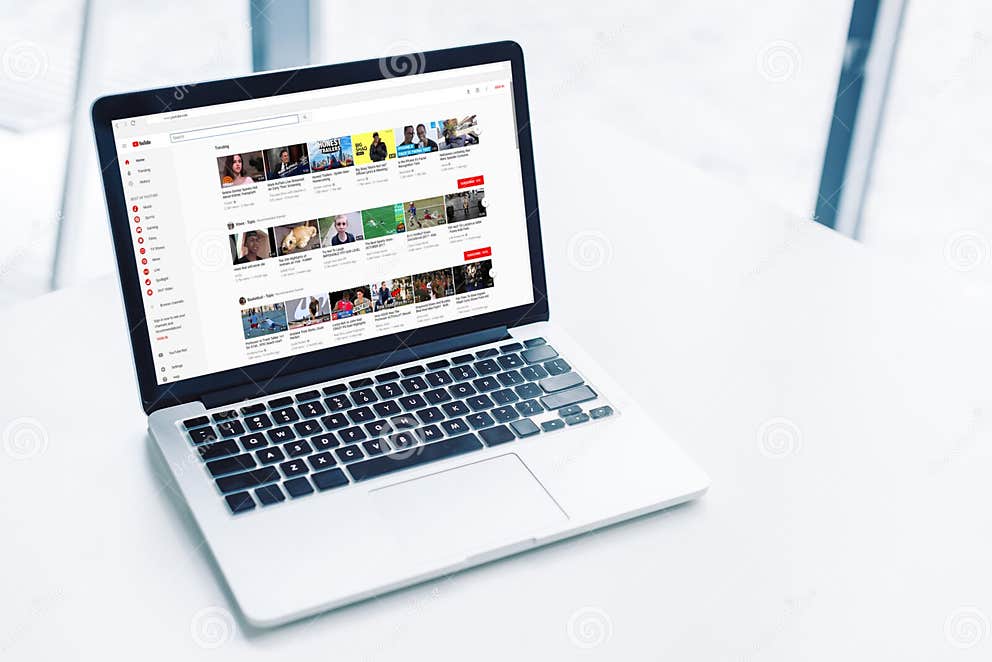 Laptop with Youtube Website Editorial Stock Photo - Image of office ...