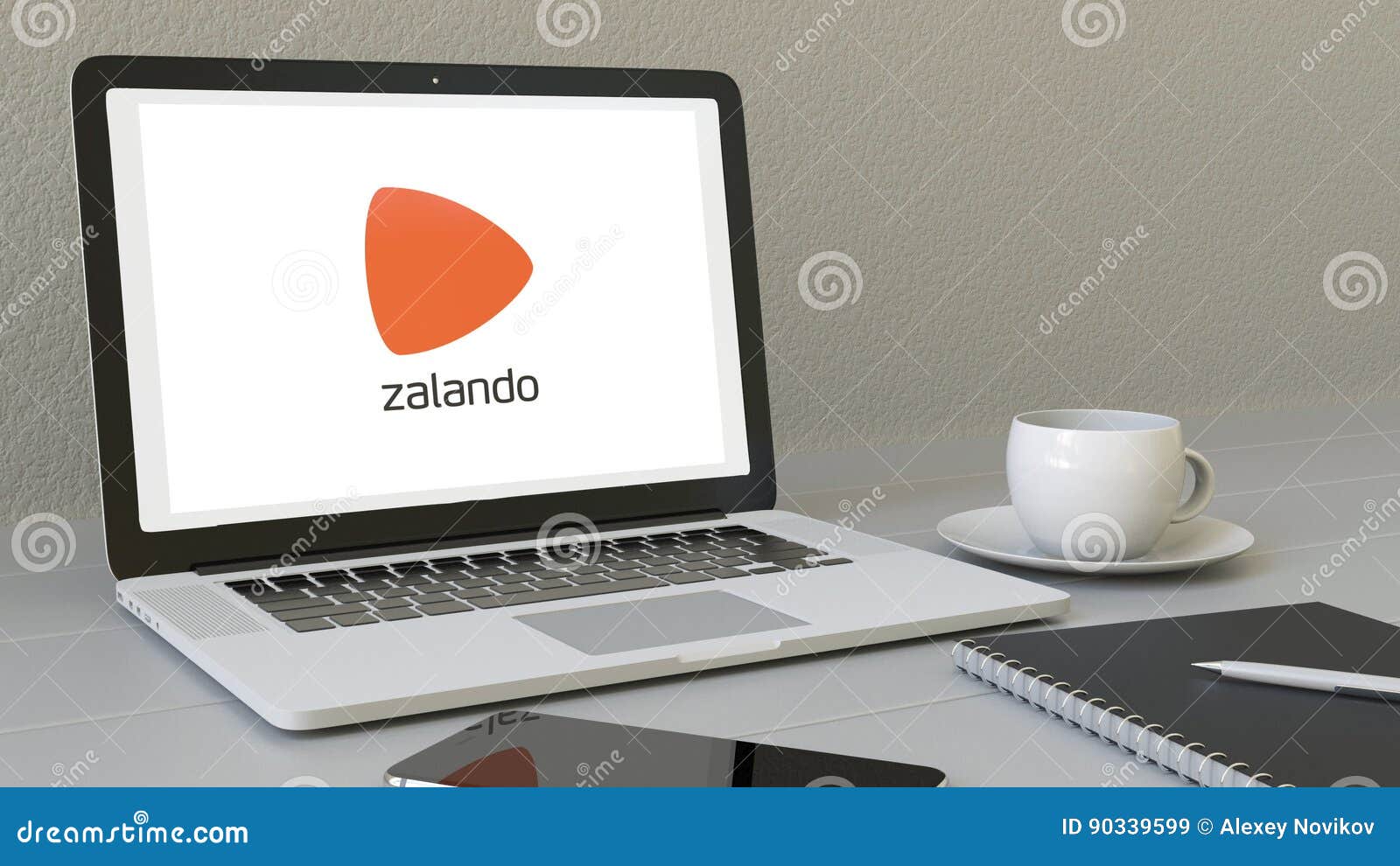 Laptop with Zalando Logo on the Screen. Modern Workplace Conceptual ...