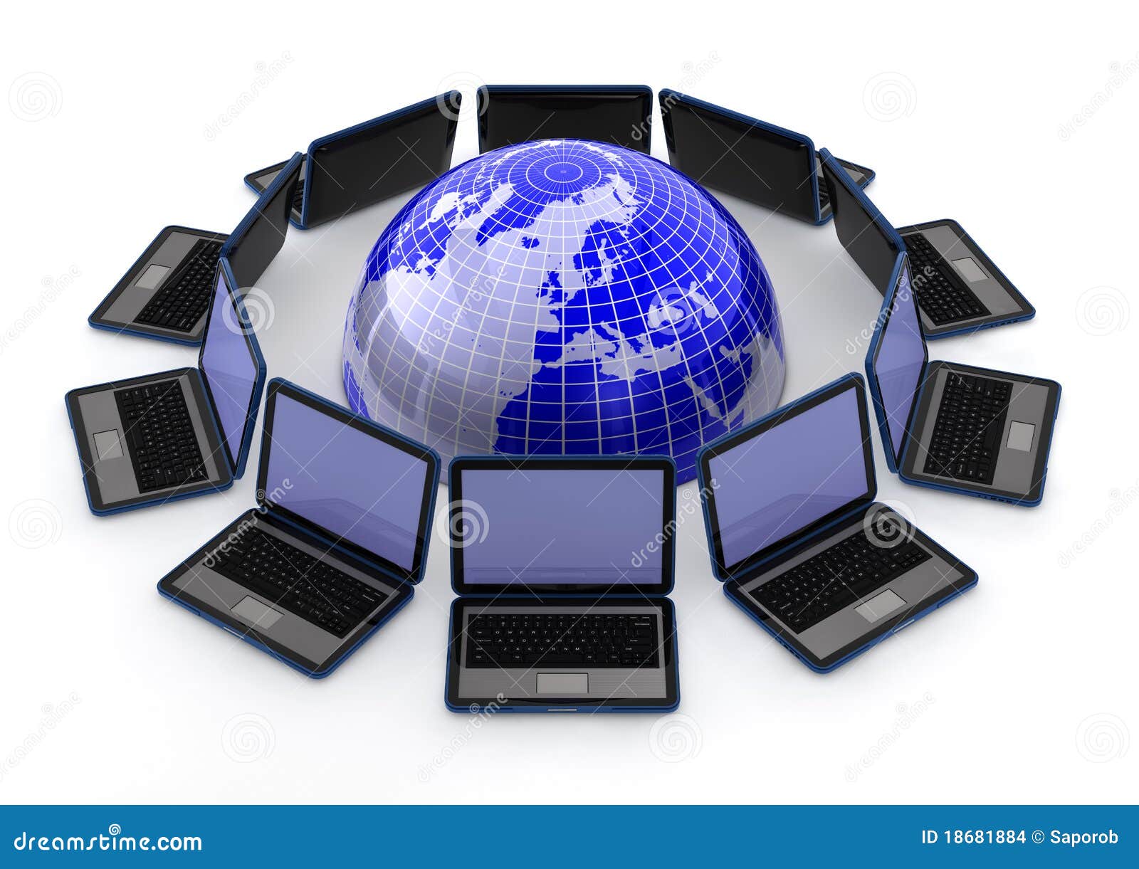 Laptops around the world stock illustration. Illustration of energy ...