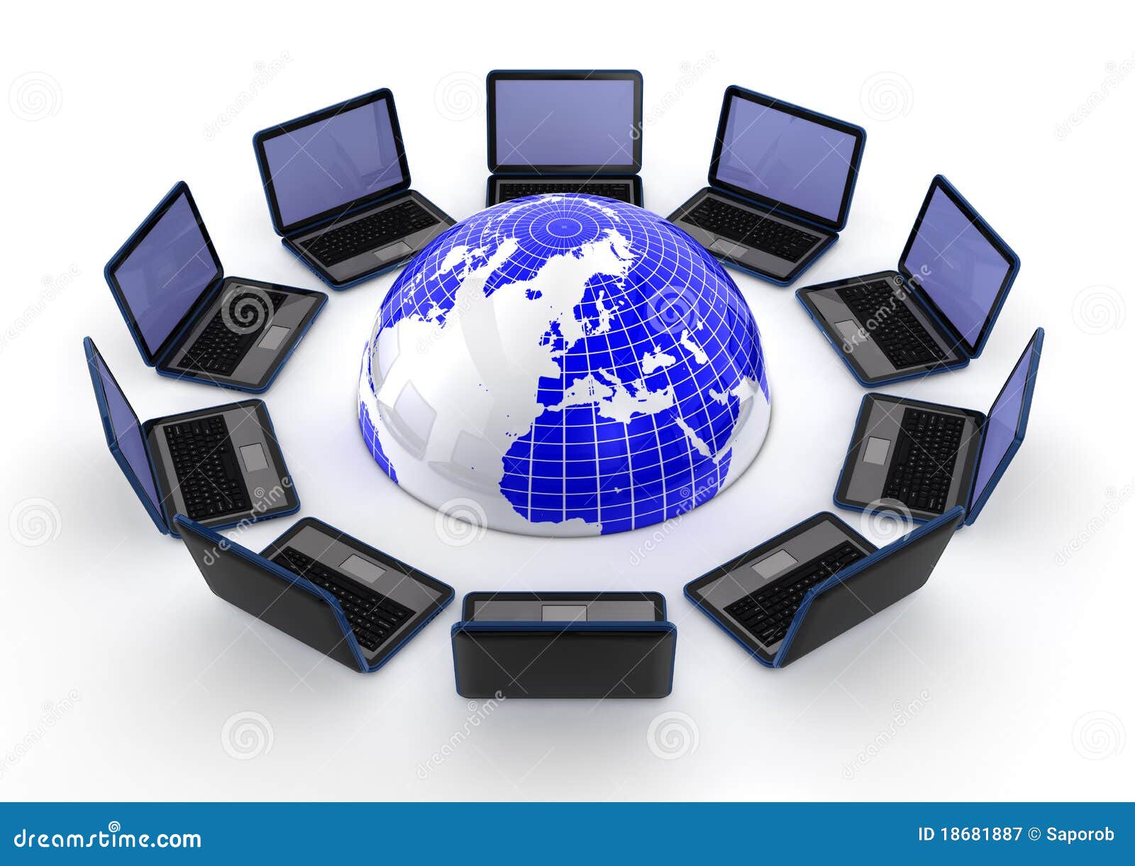 Laptops around the world stock illustration. Illustration of laptop ...