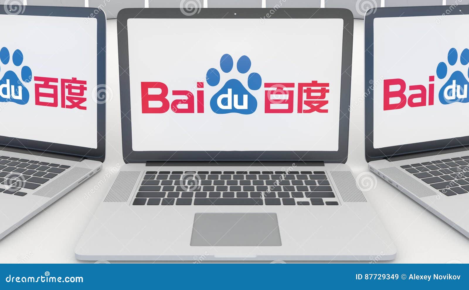 Laptops with Baidu Logo on the Screen. Computer Technology Conceptual ...