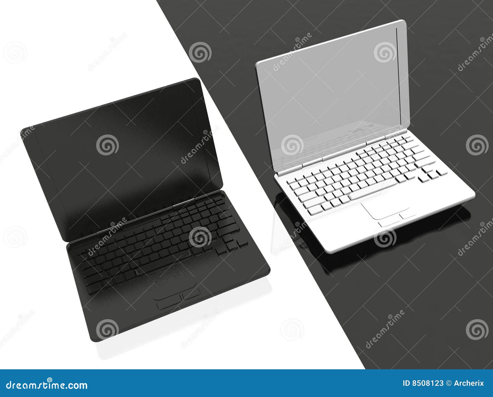 Laptops - black and white stock illustration. Illustration of screen ...