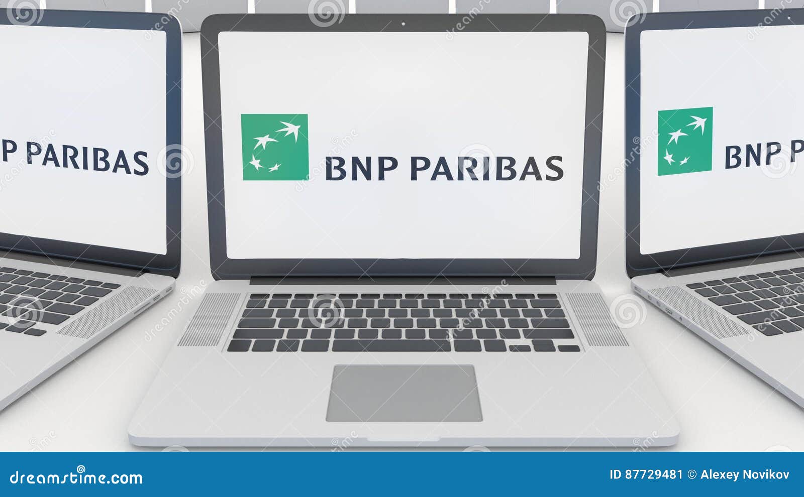 Laptop With BNP Paribas Logo On The Screen. Modern Workplace Conceptual ...