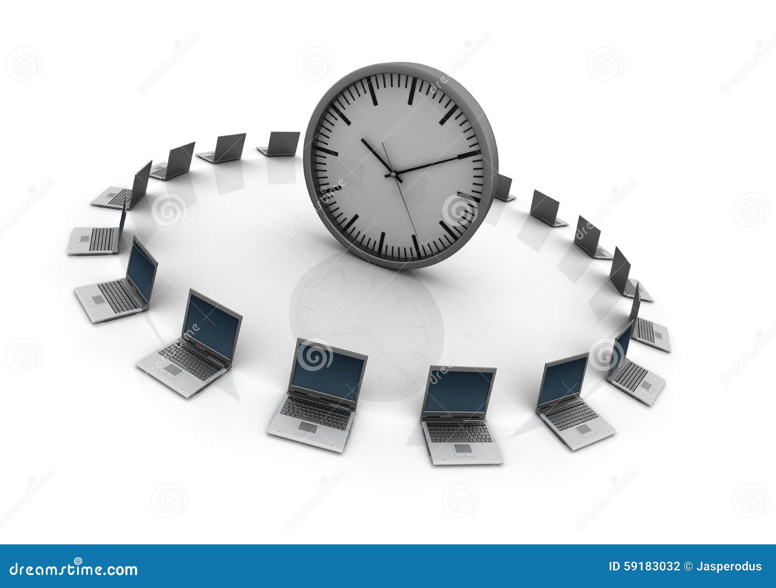 Laptops with Clock stock illustration. Illustration of hand - 59183032