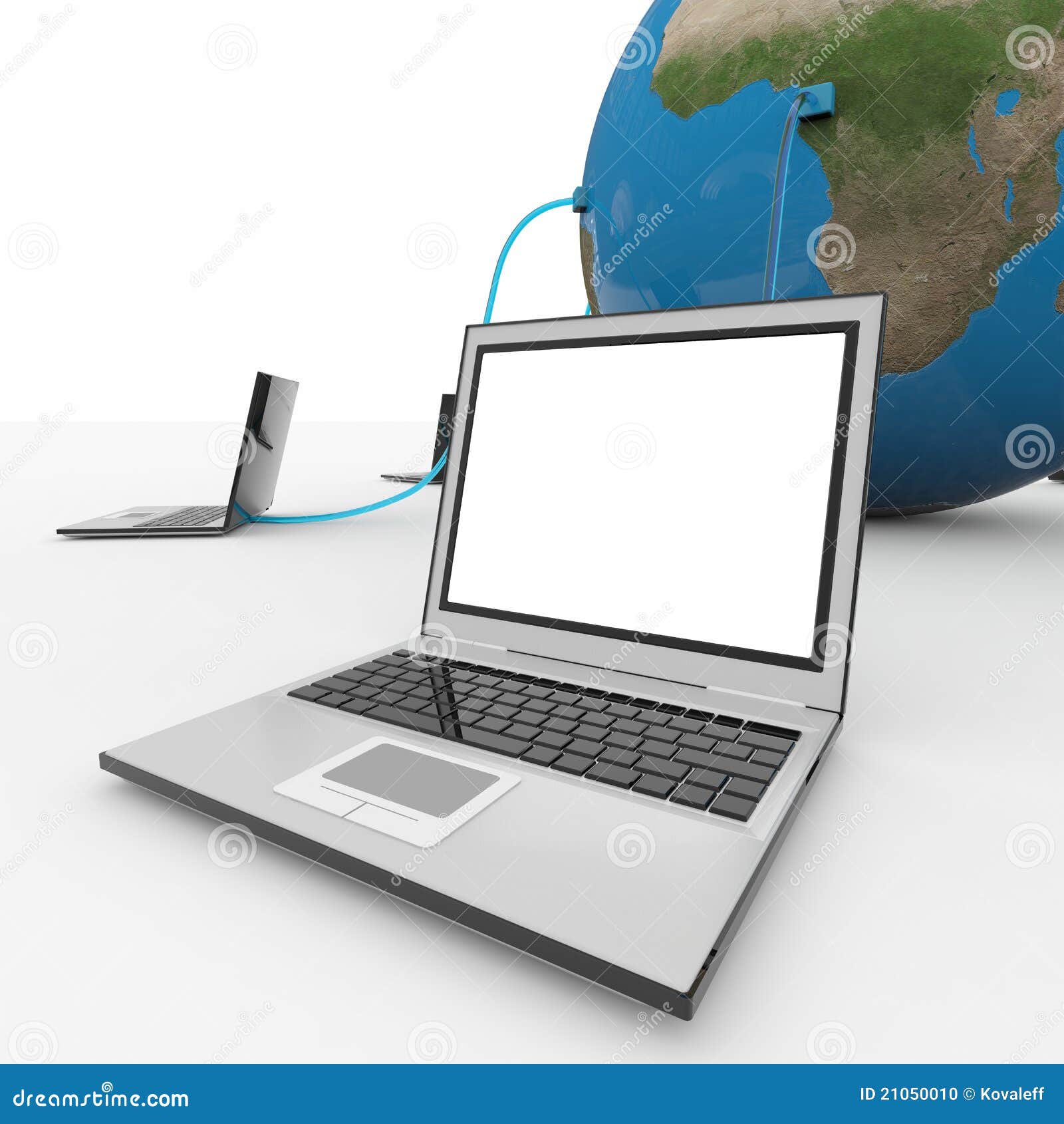 Laptops Connected To the Earth Sphere. Stock Illustration ...
