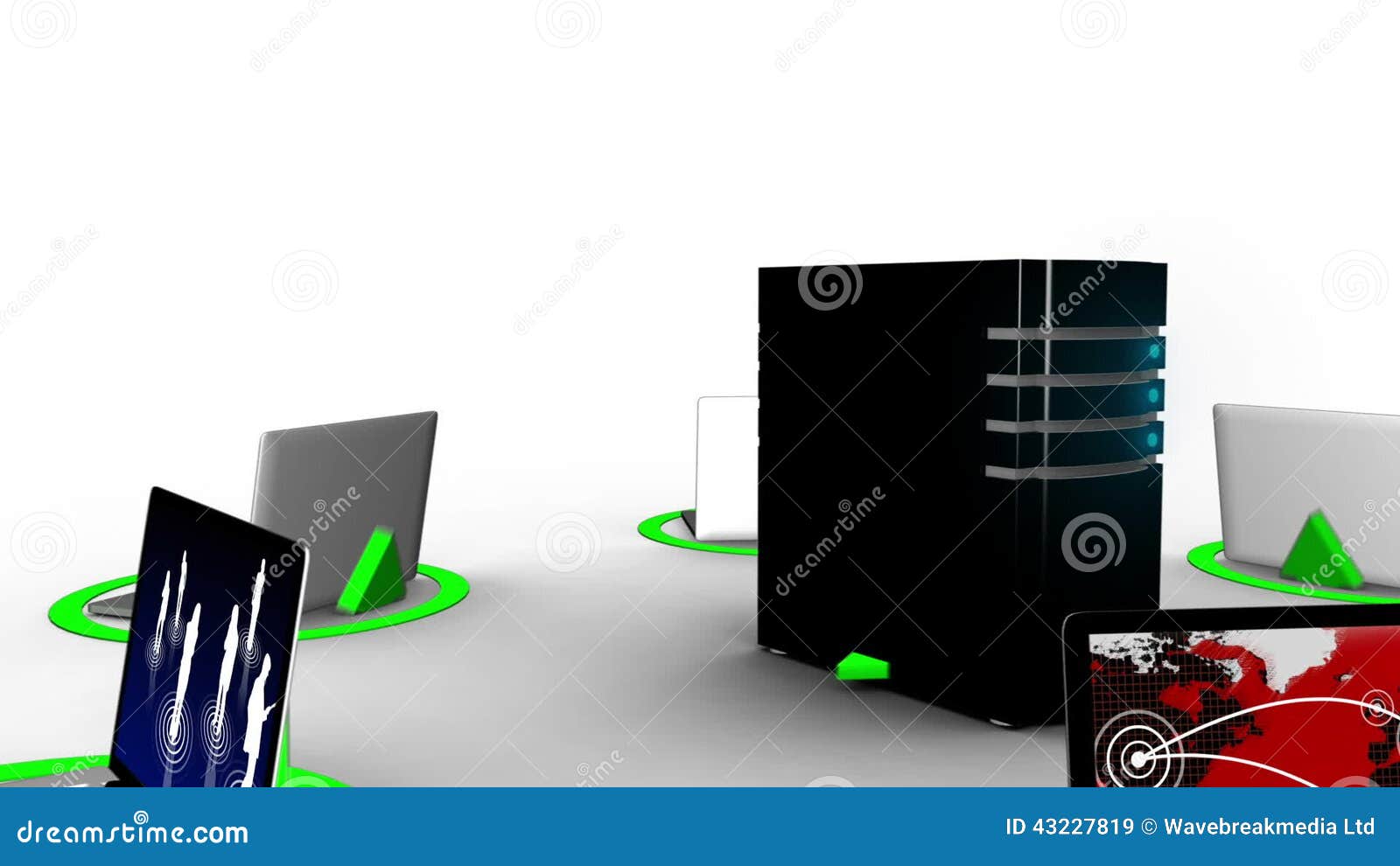Laptops Connecting with Server Via Internet Stock Video - Video of ...