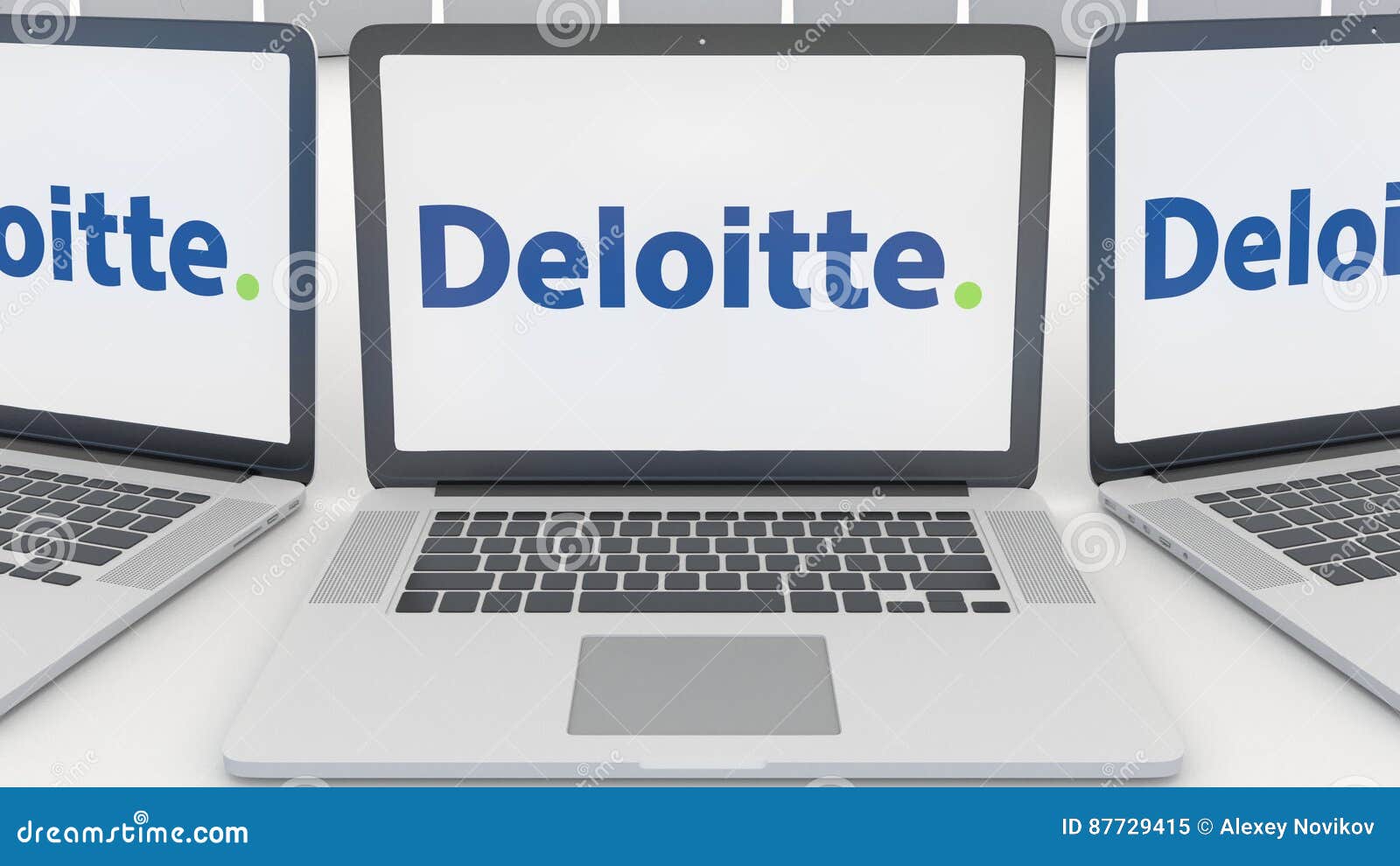 Laptops with Deloitte Logo on the Screen. Computer Technology ...