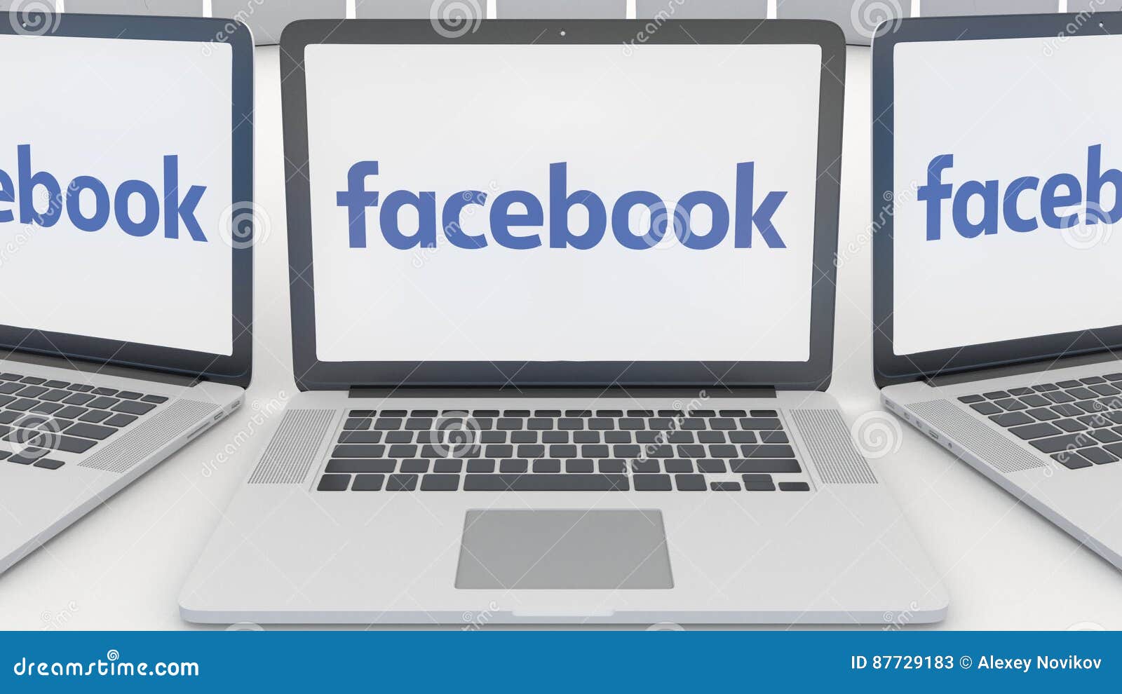 Laptops with Facebook Logo on the Screen. Computer Technology ...