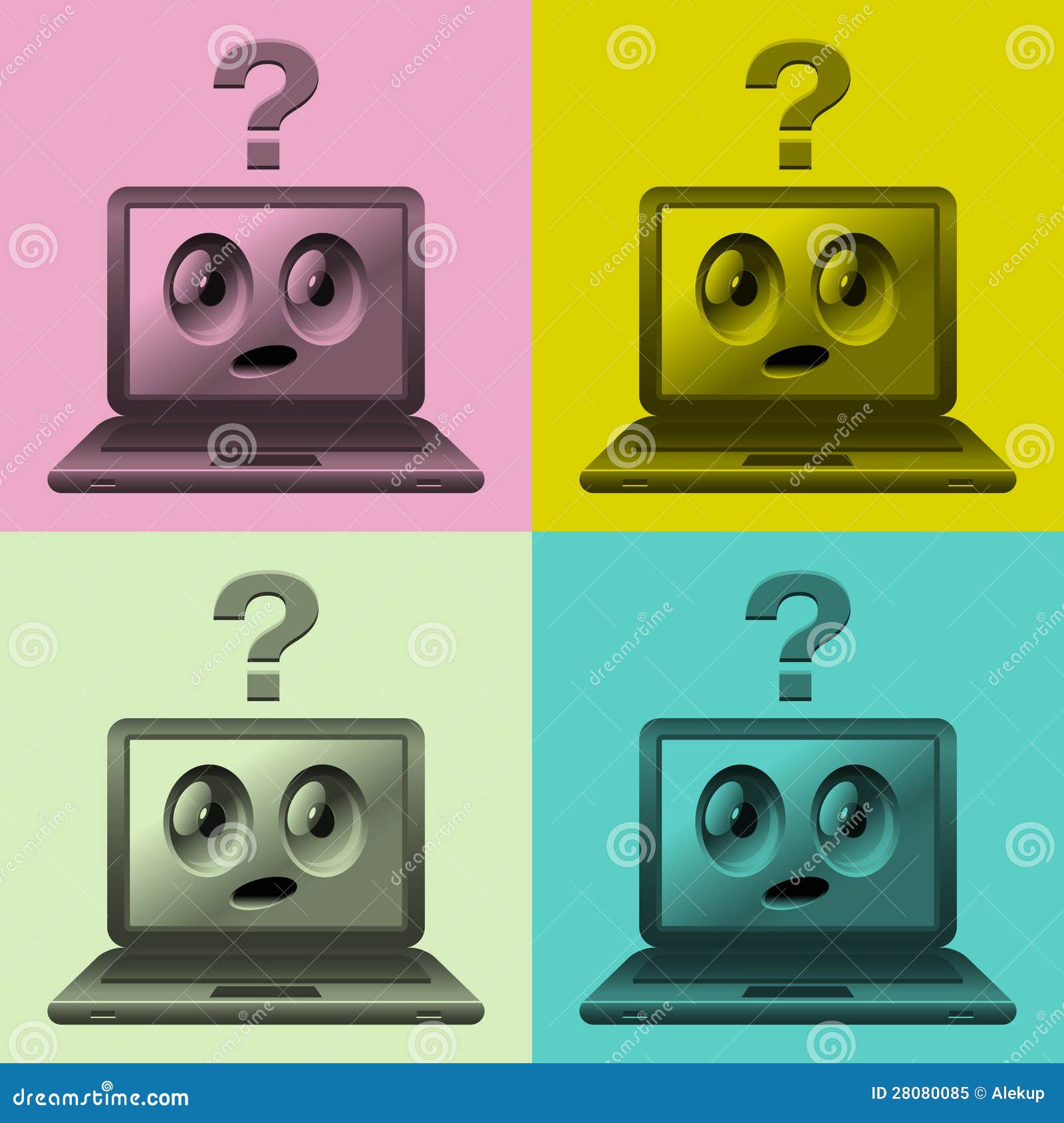 Laptops with faces stock vector. Illustration of mark - 28080085