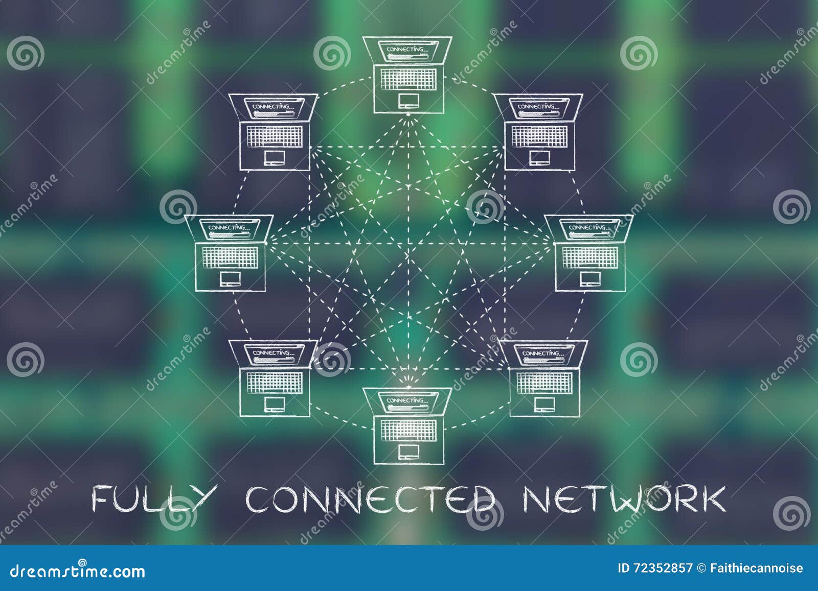 Laptops in a Fully Connected Network Structure with Caption Stock Image ...