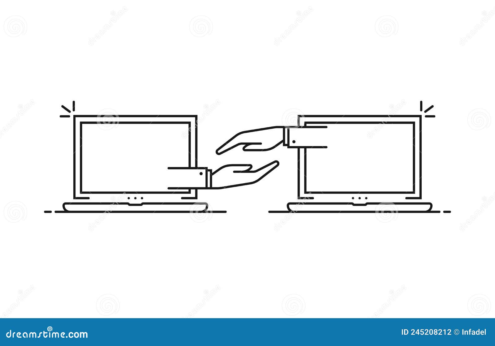 Laptops and Hands Like Remote Collaboration Stock Vector - Illustration ...