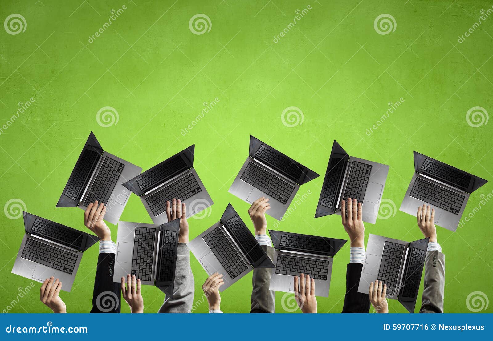Laptops in hands stock photo. Image of team, desk, laptop - 59707716