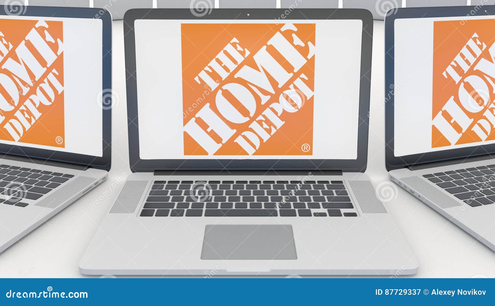 Laptops with the Home Depot Logo on the Screen. Computer Technology ...