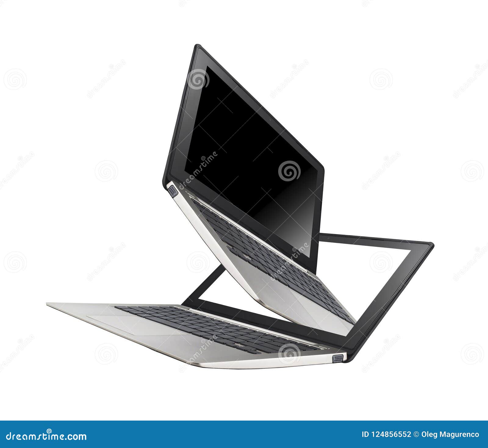 Laptops isolated stock photo. Image of digital, front - 124856552