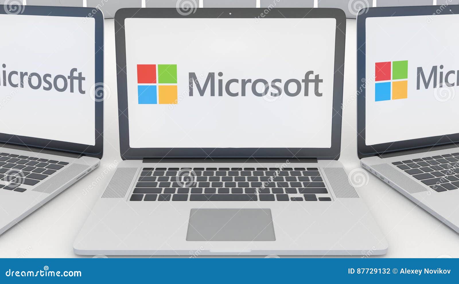 Laptops with Microsoft Logo on the Screen. Computer Technology ...