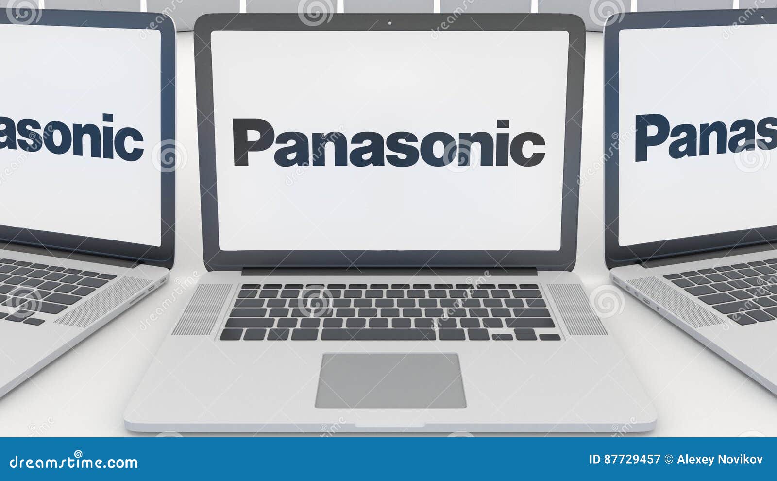 Laptops with Panasonic Corporation Logo on the Screen. Computer ...