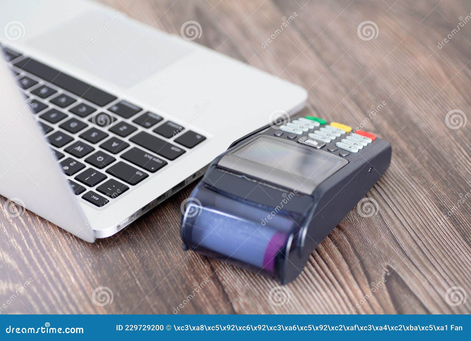 Laptops and POS Machines on Table Stock Photo - Image of life, phone ...