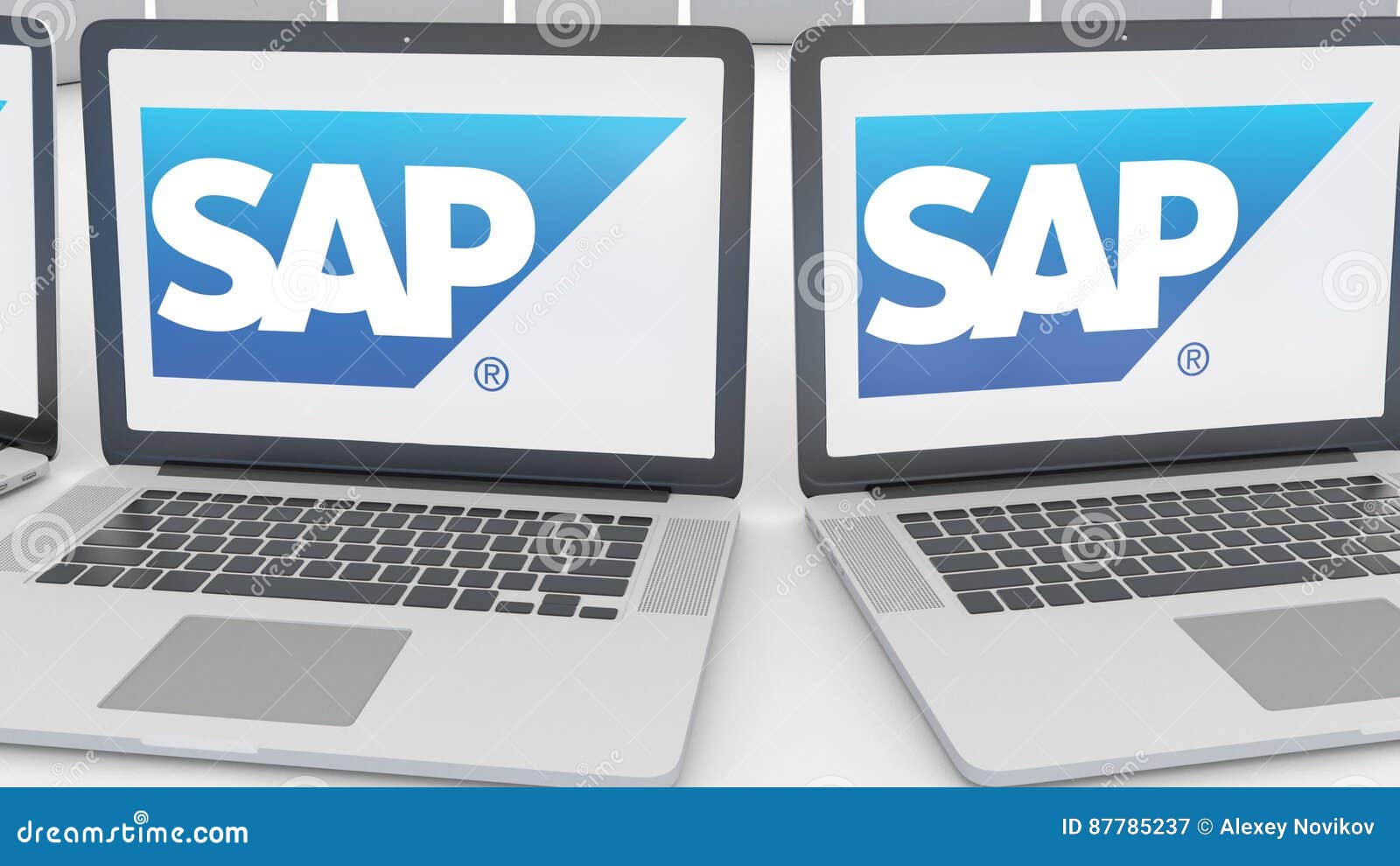 Laptops with SAP SE Logo on the Screen. Computer Technology Conceptual ...