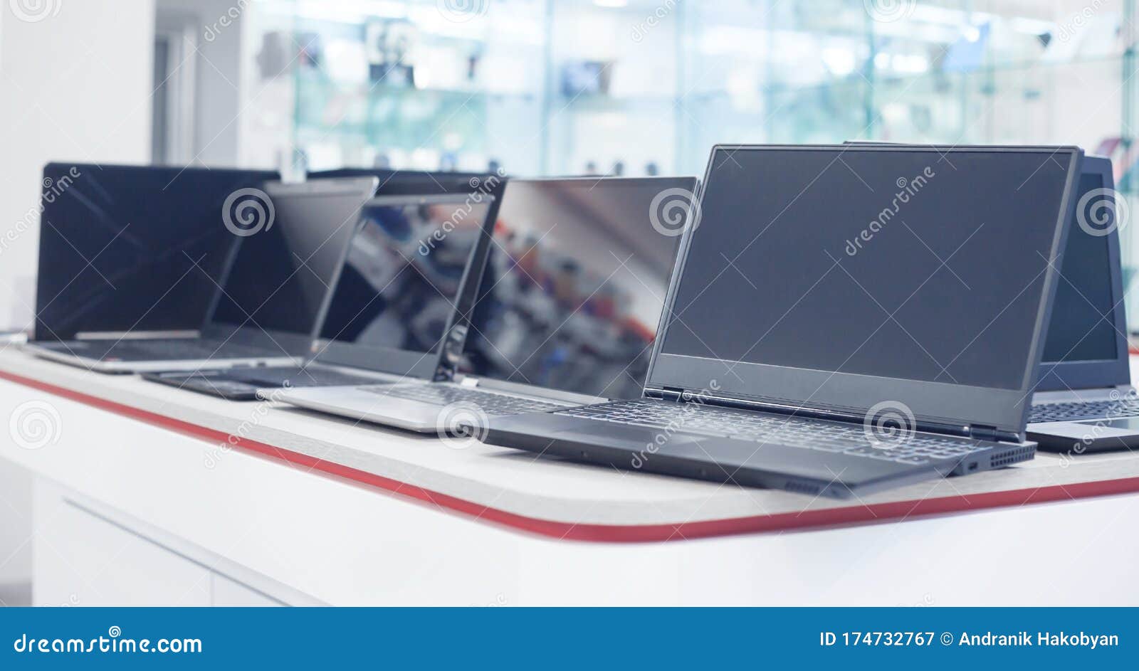 Laptops on the Table in the Electronics Store Stock Image - Image of ...