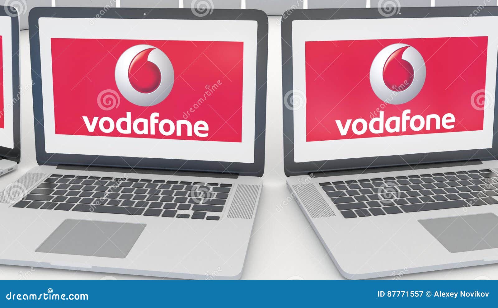 Laptops with Vodafone Logo on the Screen. Computer Technology ...