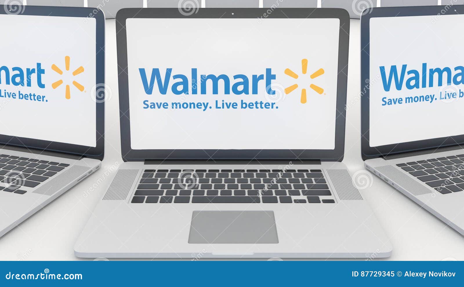 Walmart Logo On A Modern Skyscraper Reflecting Clouds And Flying ...