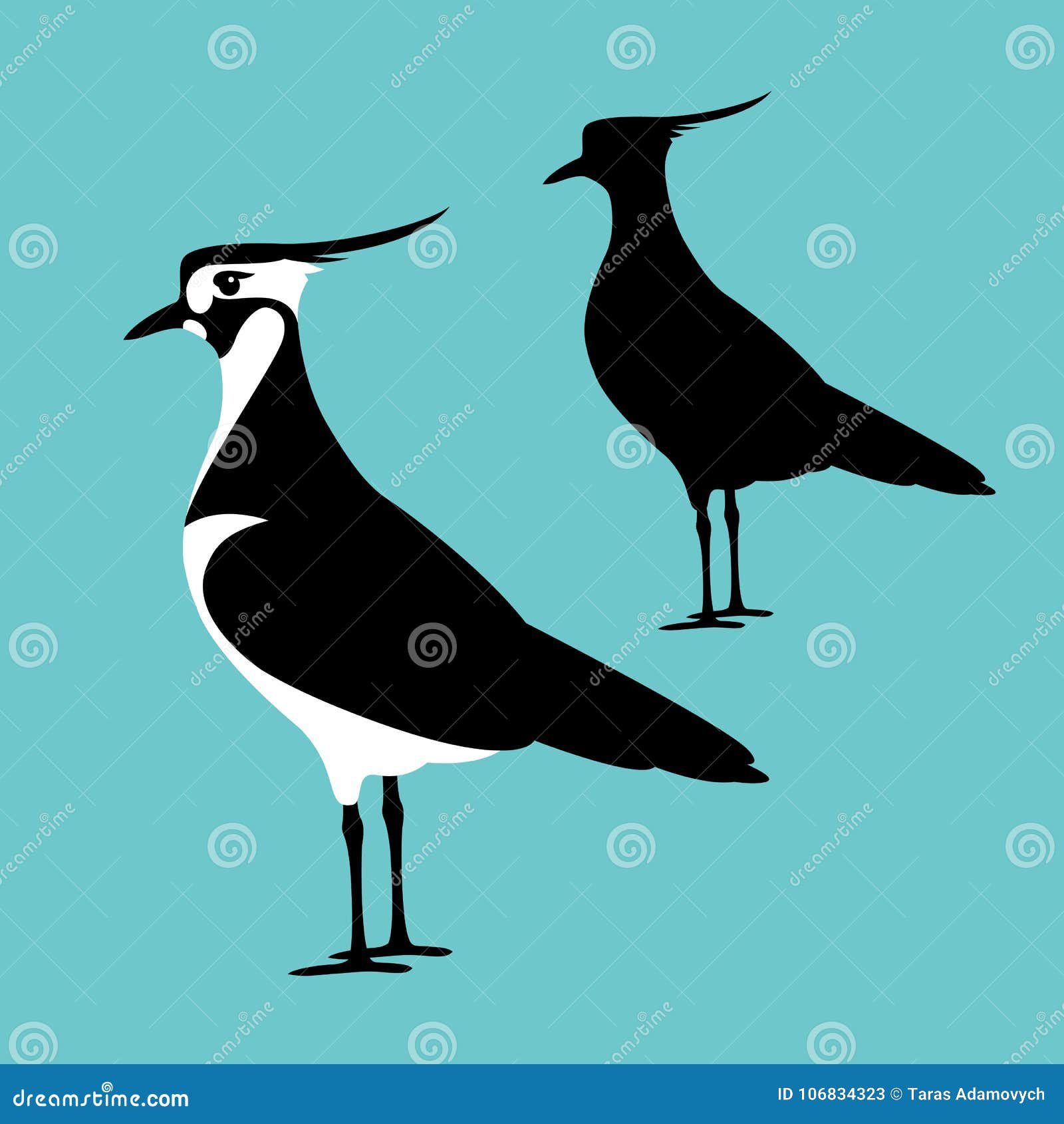 Lapwing Vector Illustration Flat Style Profile Side Silhouette Stock ...