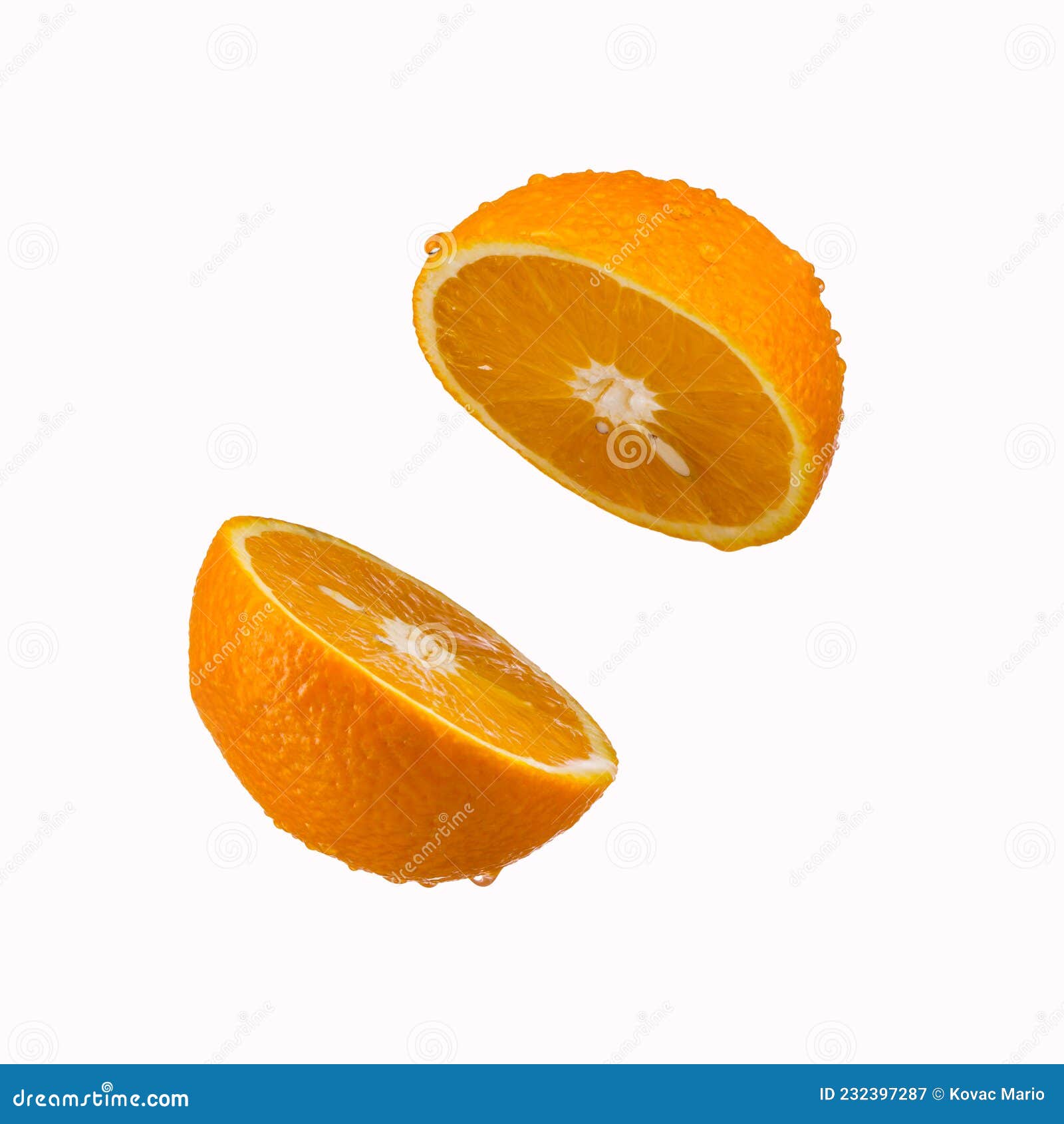 Laranja cortada em branco imagem de stock. Imagem de fresco - 232397287