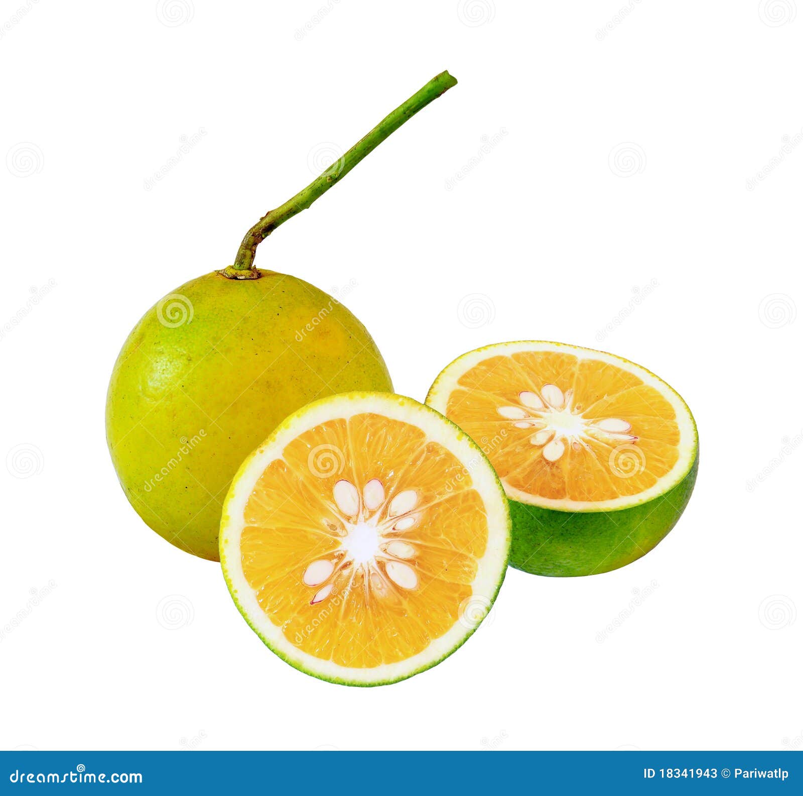 A Laranja Da Laranja E Parcialmente Da Casca Do Verde Imagem de Stock ...