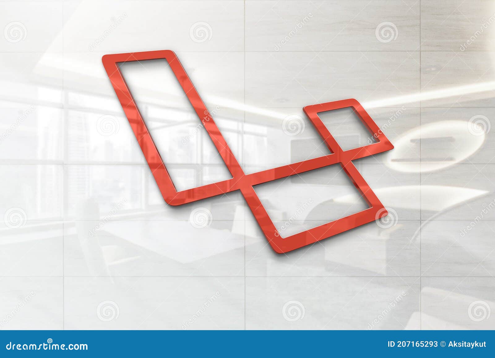 Laravel On Glossy Office Wall Realistic Texture Editorial Photo ...