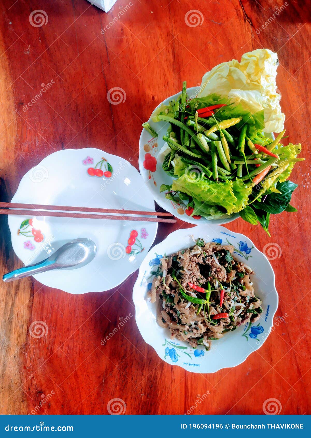 Larb of Cow in Laos stock photo. Image of dessert, salad - 196094196