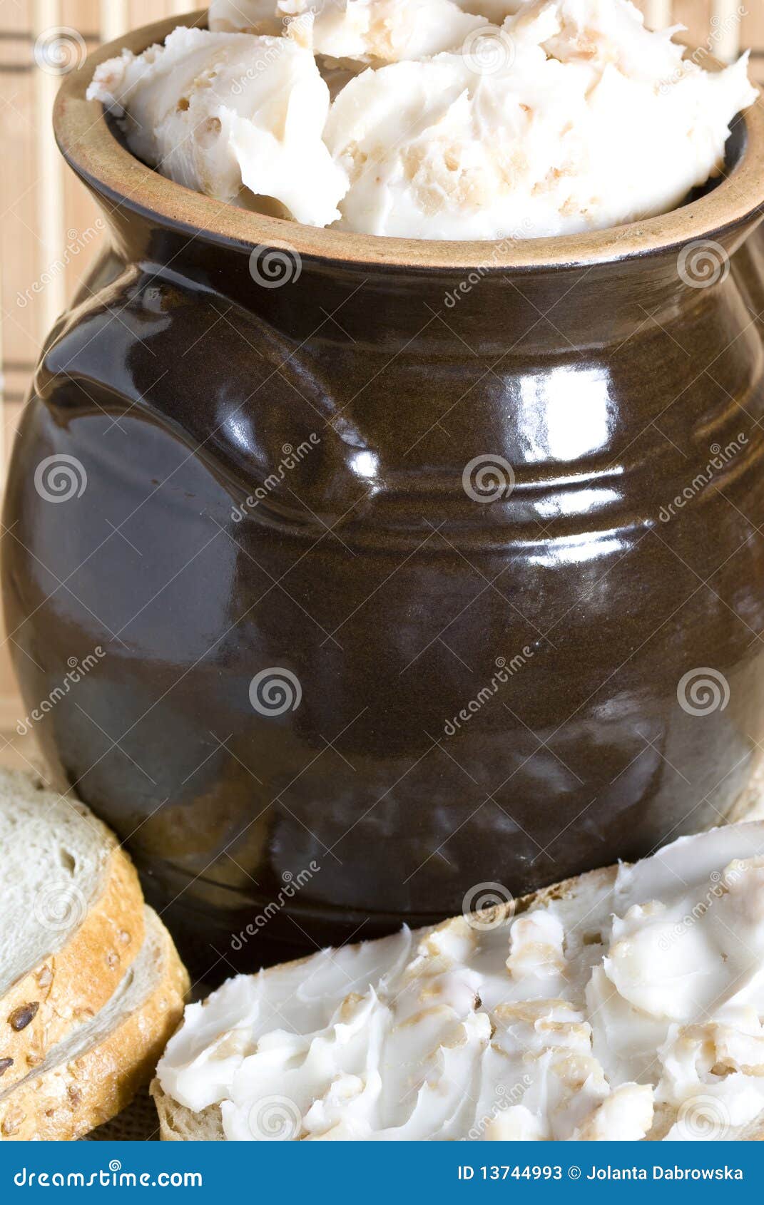 Lard stock image. Image of ceramics, grease, food, bread - 13744993