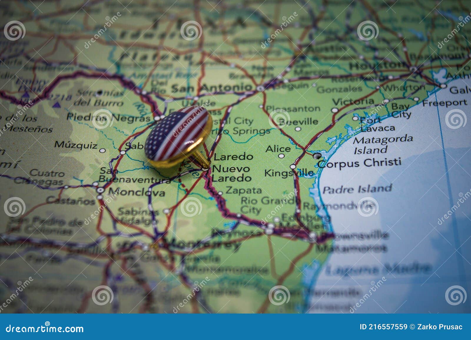 Laredo, Texas Pinned on a Map with USA Flag Stock Image - Image of ...